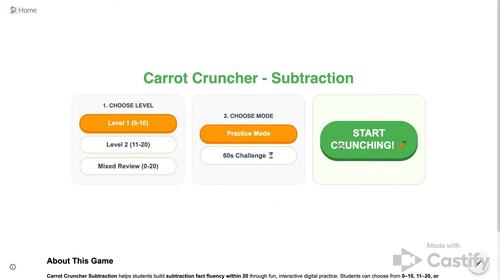Spring Subtraction Facts Within 20 Game | Digital Math Fact Fluency ...