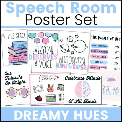 Speech Therapy POSTERS - Speech Room Decor - Variety Pack - Dreamy Hues