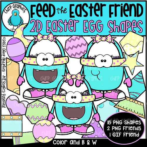Feed the Easter Friend 2D Easter Egg Shapes Clip Art by Chirp Graphics