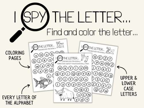 I Spy... ABCs Printable Worksheets by Motivation for Mom | TPT