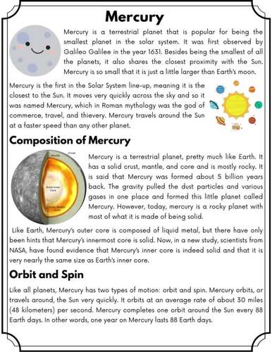 Mercury by Kathy Diaz | TPT
