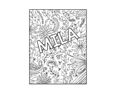 Printable Name Coloring Pages, Spring Floral Coloring Worksheets, Editable