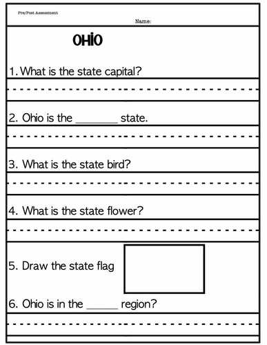 Ohio Worksheets, 50 States, Special Education by All About SPED | TPT