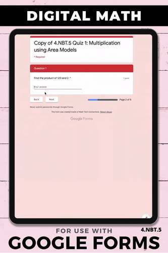 Place Value, Multiplication & Divison Google Form Math Assessments 4th ...
