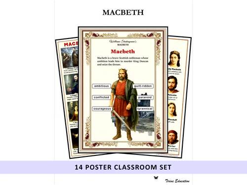Macbeth Plot, Character Guide and Character Analysis Poster Set with Notes