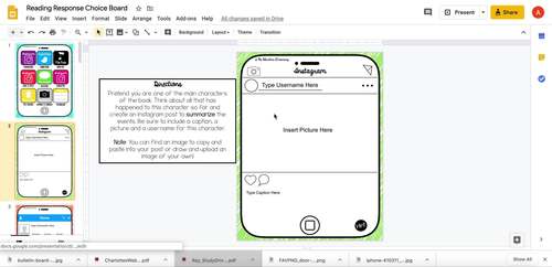 Digital Reading Response Choice Board - Distance Learning | TpT