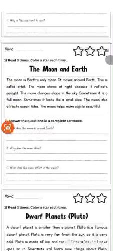 Space Reading Passages for 1st & 2nd Grade | Earth Day Reading ...