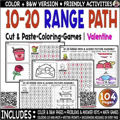 Valentine Number Puzzles, 10-20 range path, Math Centers, Color ...