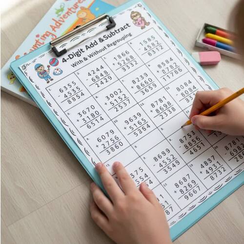 Space Math 4-Digit Addition & Subtraction - With & Without Regrouping