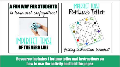 French Verb LIRE - IMPERFECT TENSE Fortune Teller - Cootie Catcher