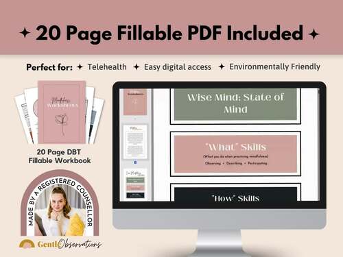 DBT Mindfulness Worksheets and Workbook for Teens and Adults | TPT