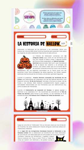 Halloween History SPANISH Reading Comprehension | Historia Halloween ...