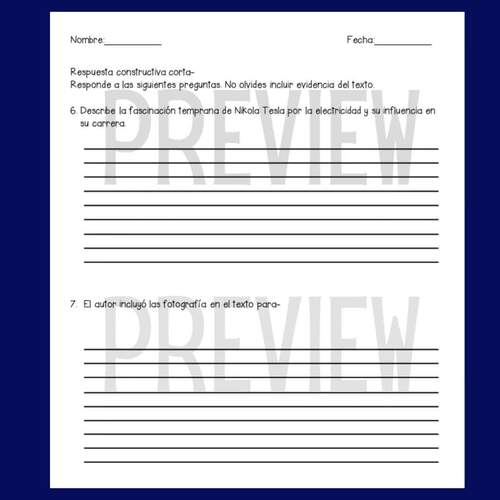 Científico Nikola Tesla – Biografía Pasaje de Lectura y Comprensión ...