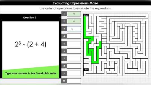 Evaluating Expressions Maze 6.EE.1 6.EE.2 by Fifth Grade Fab | TPT