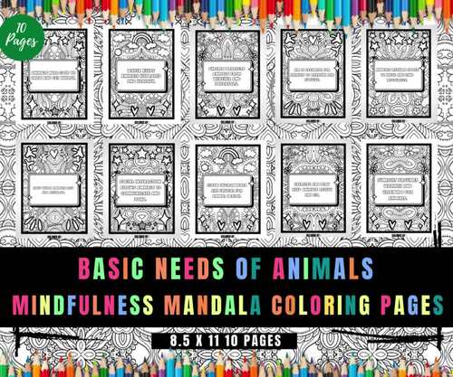 Basic Needs Of Animals Facts Coloring Sheets, Relaxing and Mindfulness ...