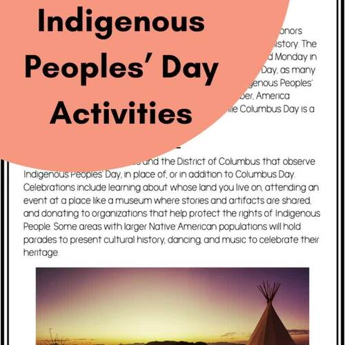 The History of Indigenous Peoples' Day Reading, Writing, & Vocabulary ...