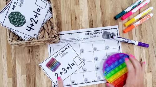 POP IT! FIRST GRADE Adding 3 numbers Fidget Bubble Poppers |POP IT SOLVE IT