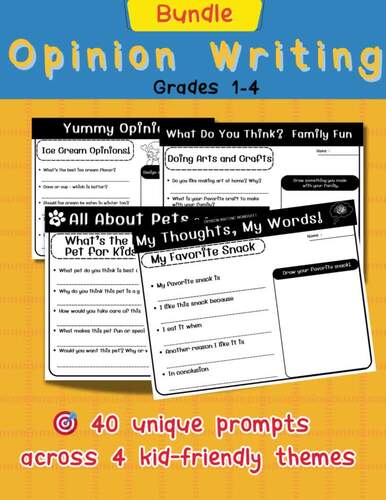 Opinion Writing Bundle for Kids | Food, Pets, Home Activities & Fun Prompts