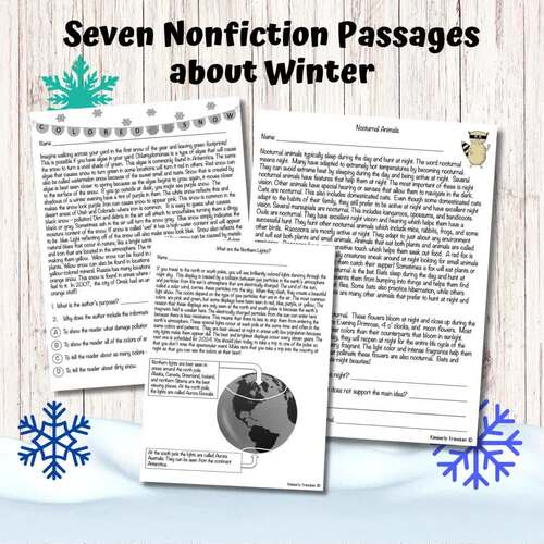 Winter Themed Nonfiction Reading Comprehension Passages and Questions