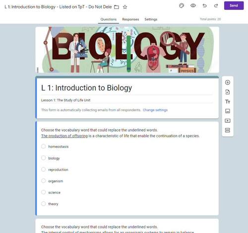 The Study of Life | Biology | UNIT BUNDLE | Google Forms | | TPT