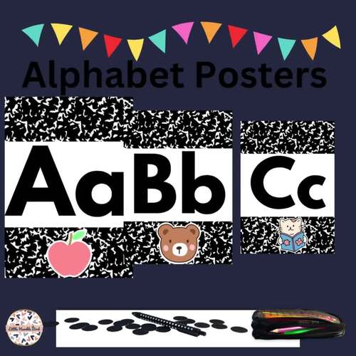 Alphabet Posters-Composition Notebook Style-Classroom Decor by Humble Bird