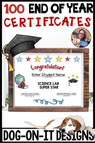 End of Year Award Certificates Editable by June Shanahan Dog-On-It Designs