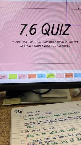 Signing Naturally Aligned 7.6 Quiz : Translating English Sentences to ...