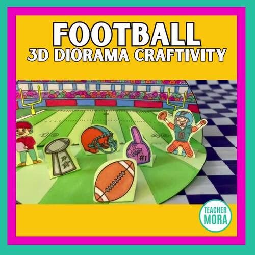 3D Football Diorama + Worksheets | Super Bowl Craft | Athlete | Stadium