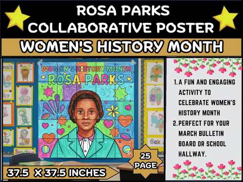 Rosa Parks Collaborative Poster | Women's History Month March Bulletin ...