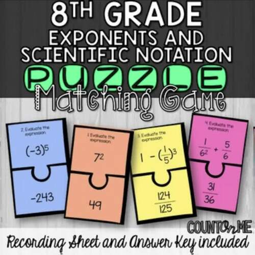 Exponents and Scientific Notation Matching Game by Thriving Teacher Inc