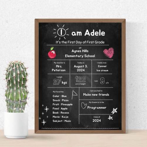 First & Last Day of School Sign | Editable Chalkboard Canva Template