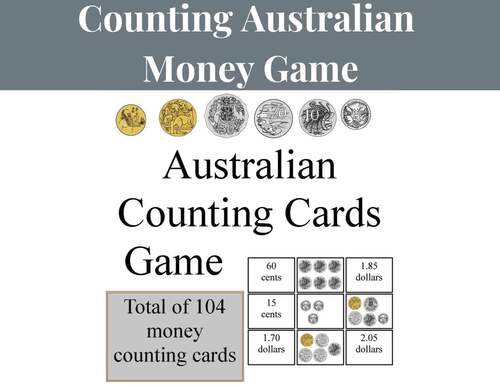 Australian Counting Card Money Game – 104 Printable Cards | TPT