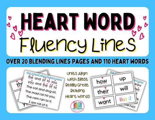 Heart Word Fluency Lines and Word Cards: 110 Orthographically Mapped ...