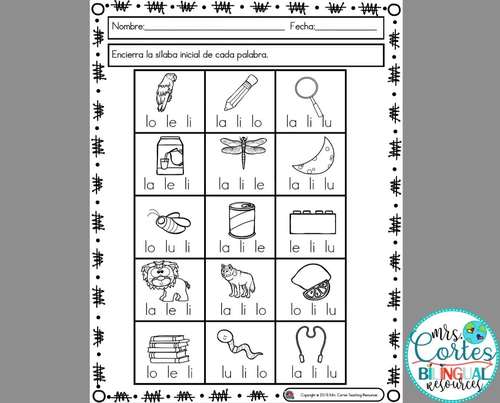 Centros conciencia fonológica- Letra L by mrscortes | TPT