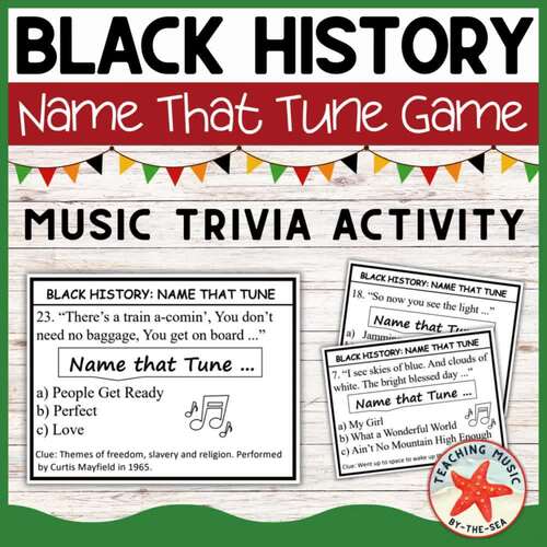 Black History Month Music Name That Tune Trivia Game | Music Activity