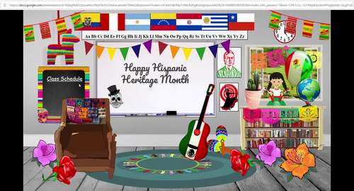 HISPANIC HERITAGE MONTH | EDITABLE | Virtual Classrooms BUNDLE | BITMOJI