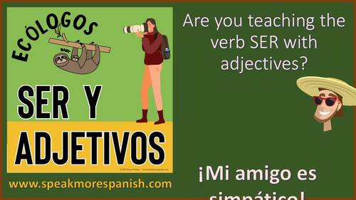 Spanish Adjectives Game and verb SER | conjugations with descriptive ...