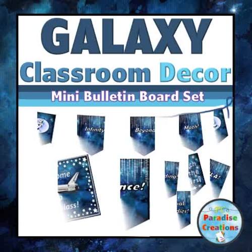 Galaxy Theme Classroom Decor Blue by Paradise Creations | TPT