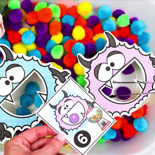 Color Monsters Counting Colors Activity - Rainbow Math Game for Sensory Bin