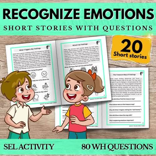 Recognize Emotions & Feelings Scenarios Reading Comp Worksheets Autism SEL