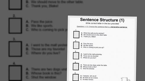 Sentence Structure Word Worksheets Incl Declarative Interrogative 3rd ...