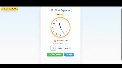 Interactive Clock: Time Explorer | Digital Telling Time Game & Practice