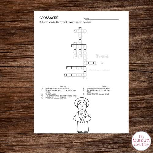Catholic Saint Word Puzzles - No Prep Activity - St Gerard | TpT