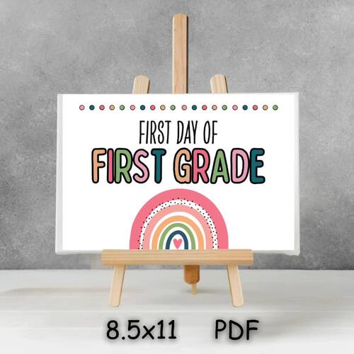 First Day of First | Boho Rainbow Printable Sign | Photo Prop 1st Day ...