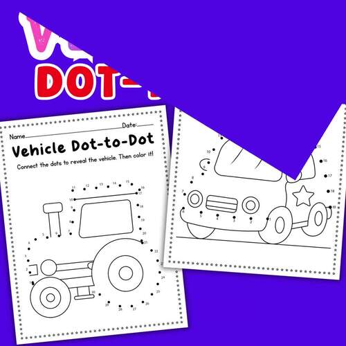 Vehicles Dot to Dot, Connect the Dots by Numbers, Coloring Page ...