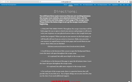 TELL TALE HEART ESCAPE ROOM | DIGITAL & PRINT | EDGAR ALLAN POE l HALLOWEEN