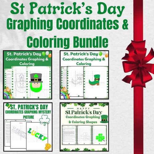 St. Patrick's Day Math Graphing Coordinates Mystery Pictures Bundle No Prep