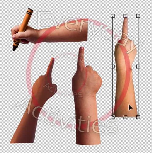 Stock Photo Bundle Hands Holding Brown Crayon, Pointing, Left, Right Adult