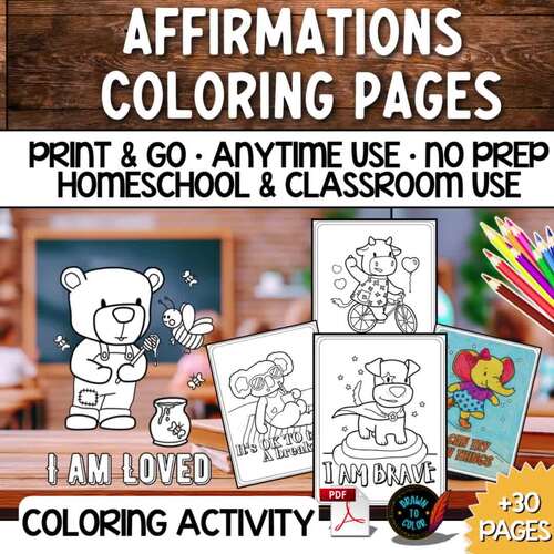 Affirmation Coloring Pages | Positive Thinking, SEL, Mindfulness ...