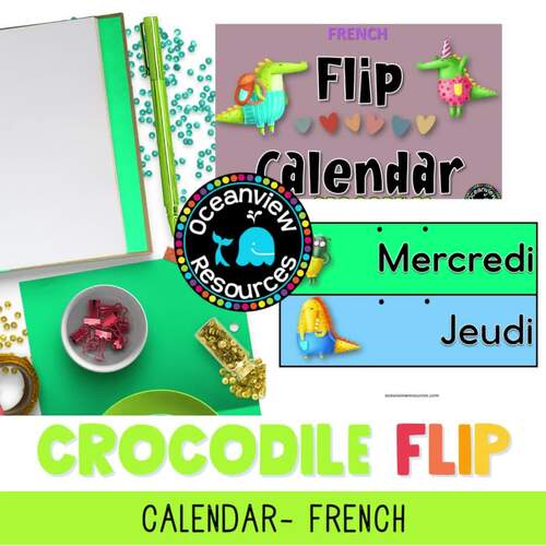 Perpetual Flip Calendars -dates, months,years - CROCODILES FRENCH